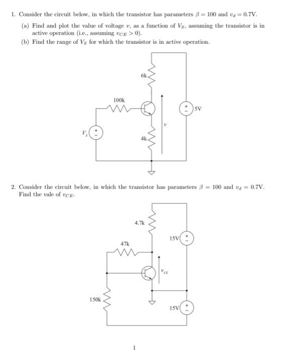 Solved 1. Consider the circuit below, in which the | Chegg.com