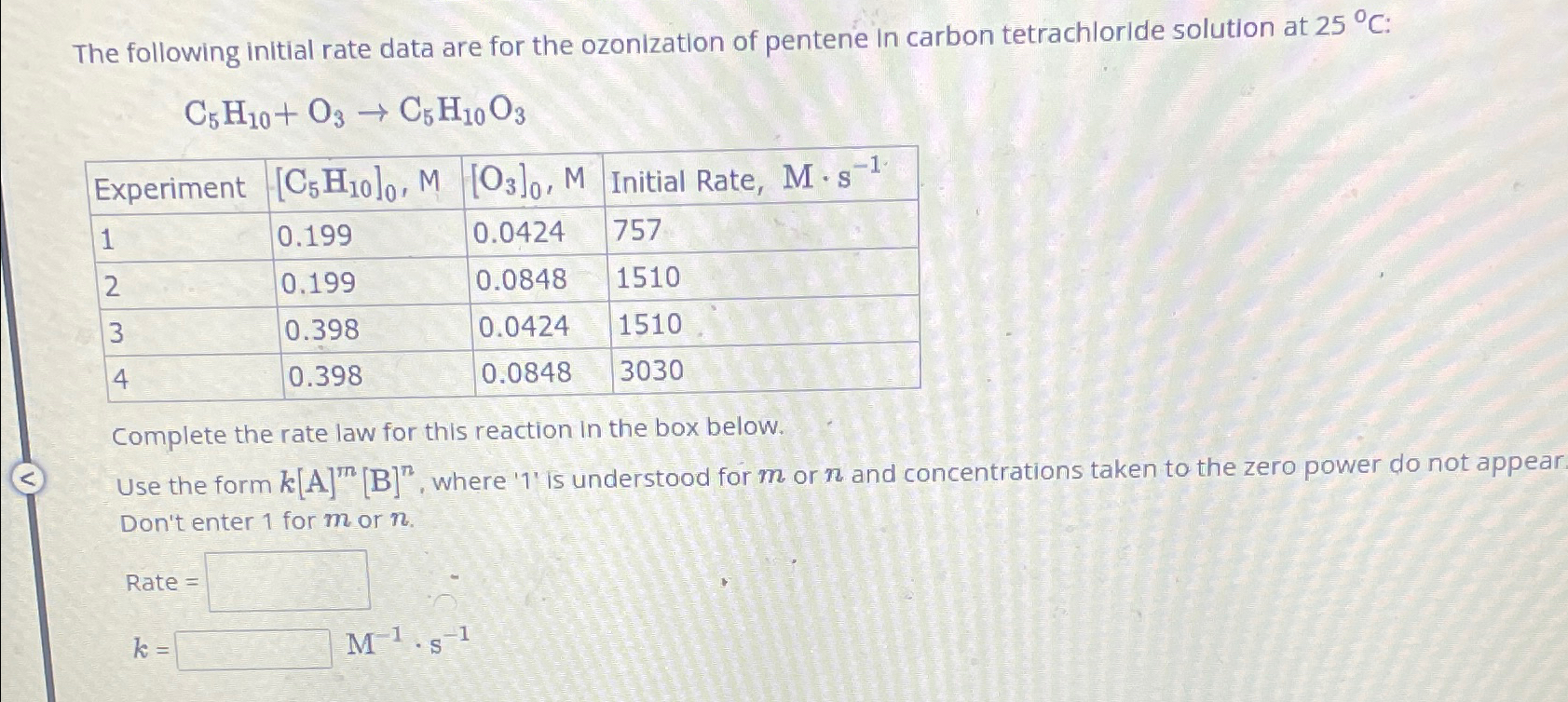 Solved The following initial rate data are for the | Chegg.com