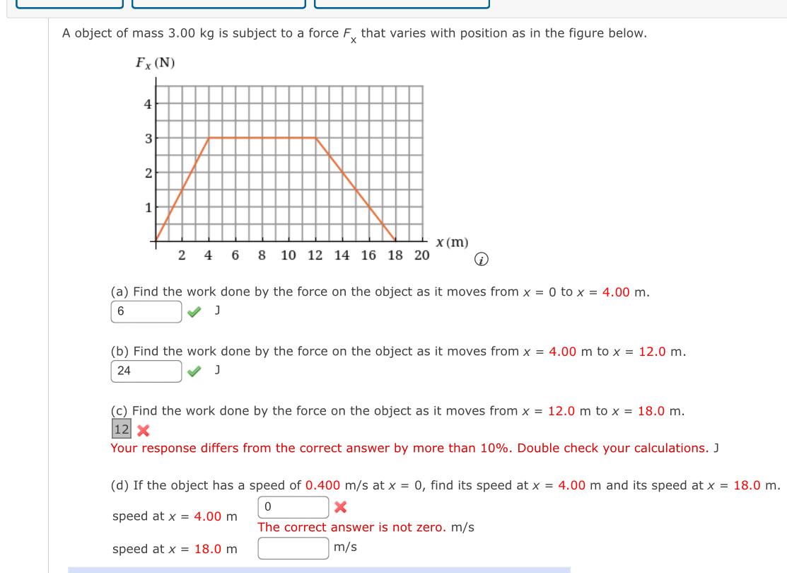 Solved A object of mass 3.00kg ﻿is subject to a force Fx | Chegg.com