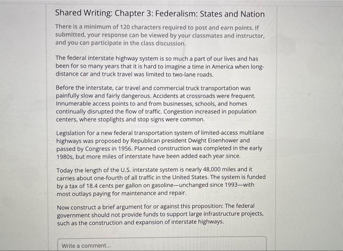 Shared Writing: Chapter 3: Federalism: States and | Chegg.com