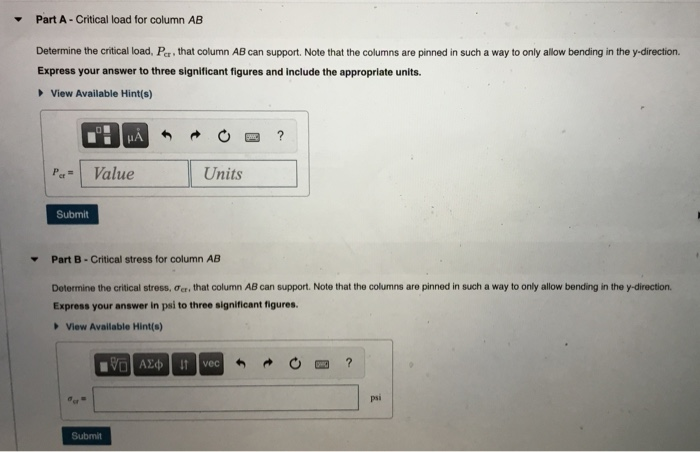 Solved Learning Goal: To analyze an ideal column with pin | Chegg.com