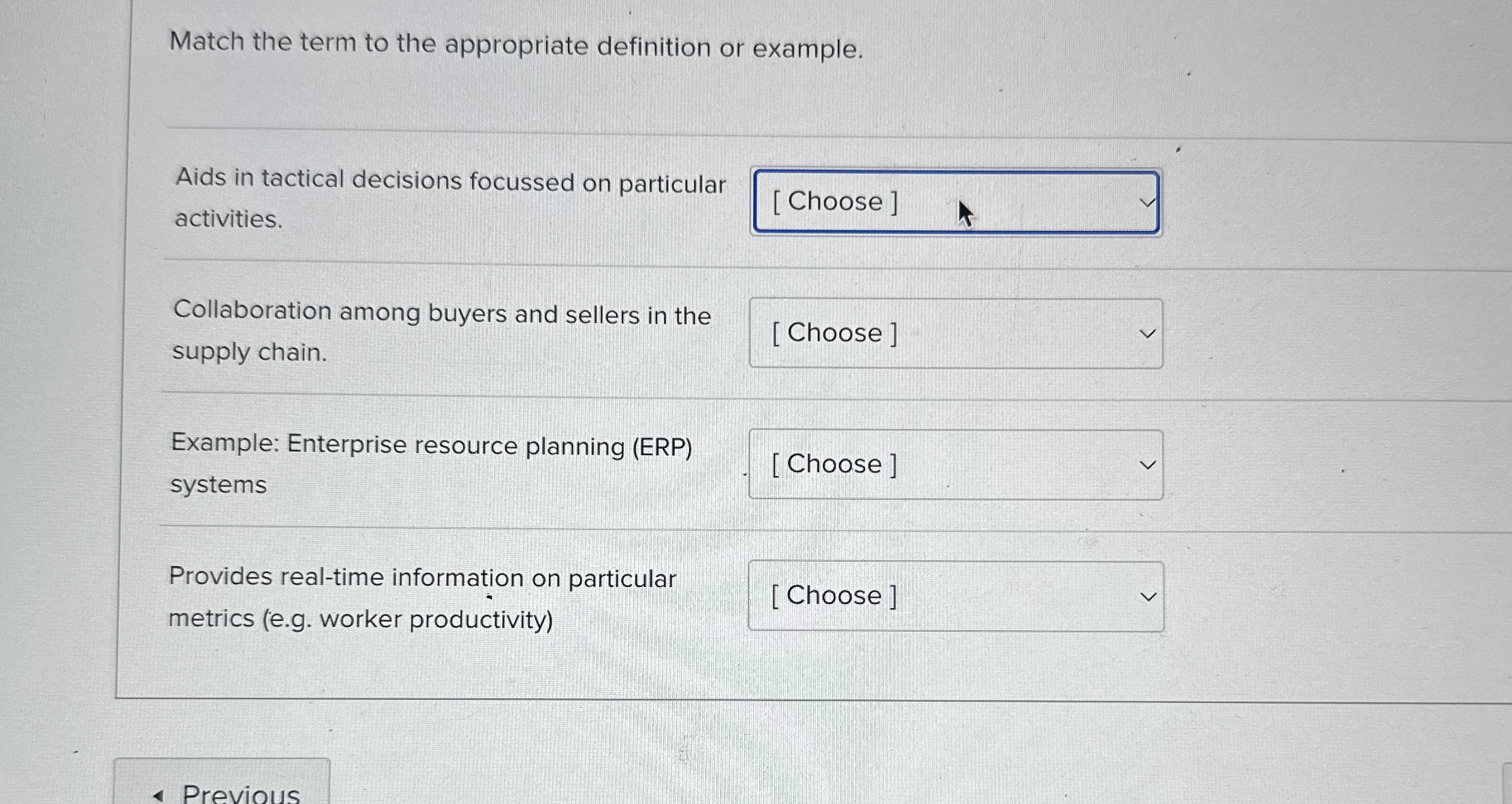 Match the term to the appropriate definition or | Chegg.com