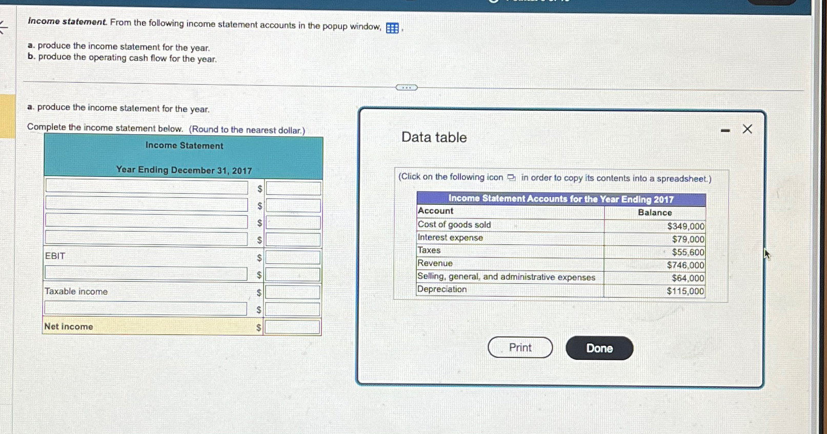 Solved Income statement. From the following income statement | Chegg.com