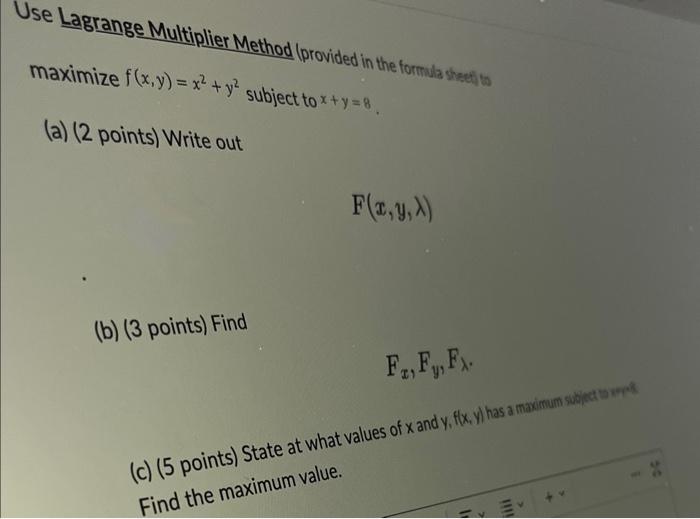 Solved Se Lagrange Multiplier Method I provided in the | Chegg.com