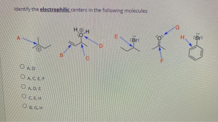 Solved identify the nucleophilic centers in the following | Chegg.com