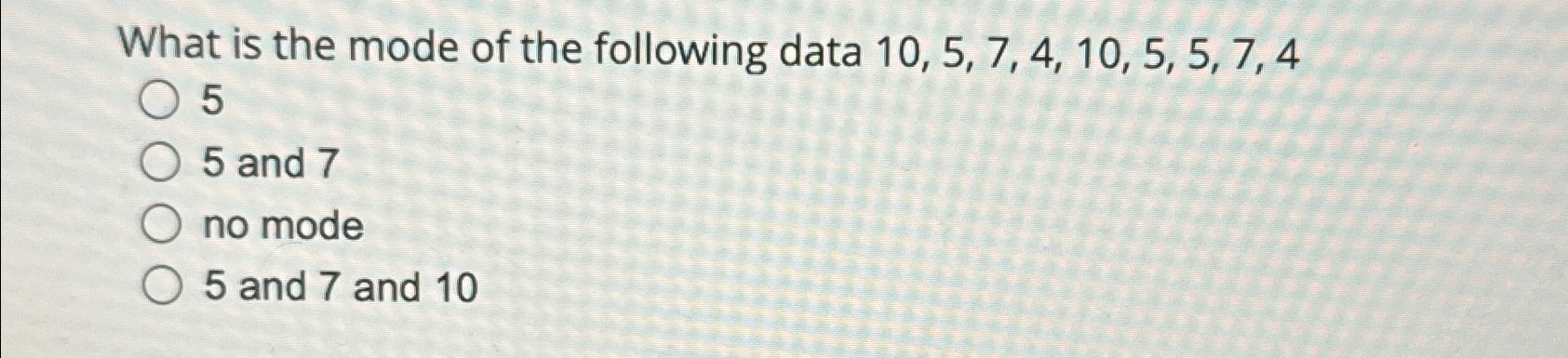 Solved What is the mode of the following data | Chegg.com