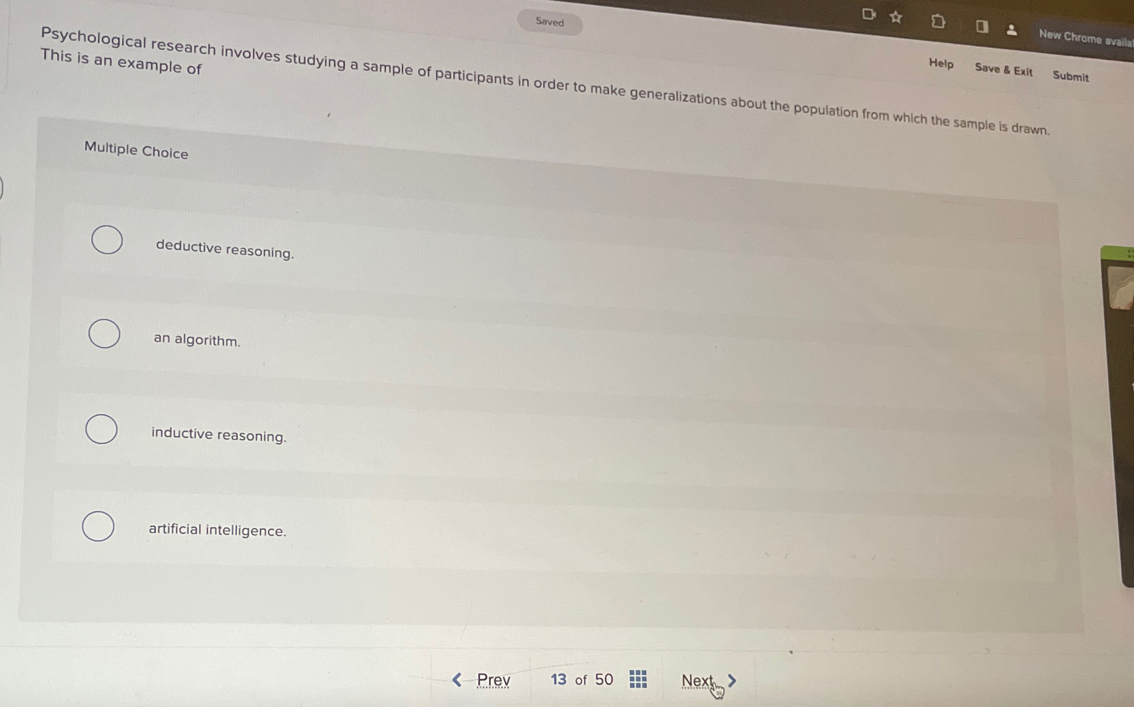 Solved Psychological research involves studying a sample of | Chegg.com