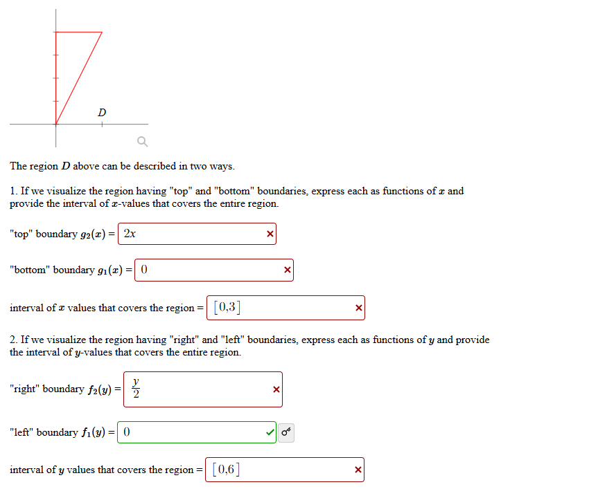 Solved The region D ﻿above can be ﻿described in ﻿two | Chegg.com