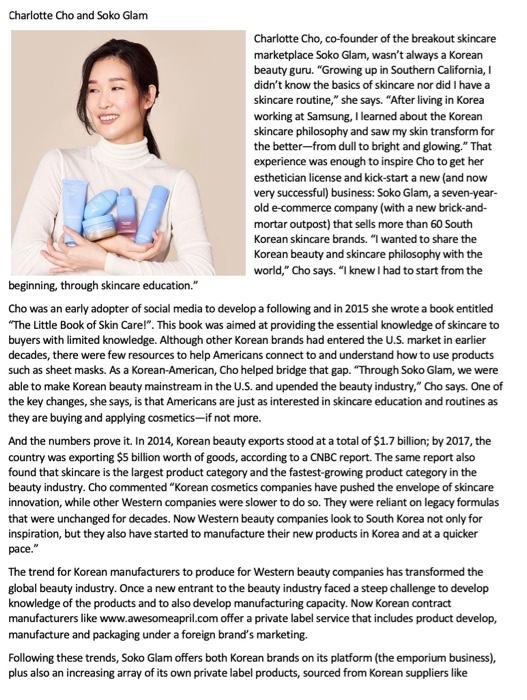 Solved Charlotte Cho and Soko Glam Charlotte Cho, co-founder | Chegg.com