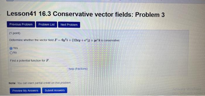 Solved Lesson41 16.3 Conservative vector fields: Problem 4 | Chegg.com