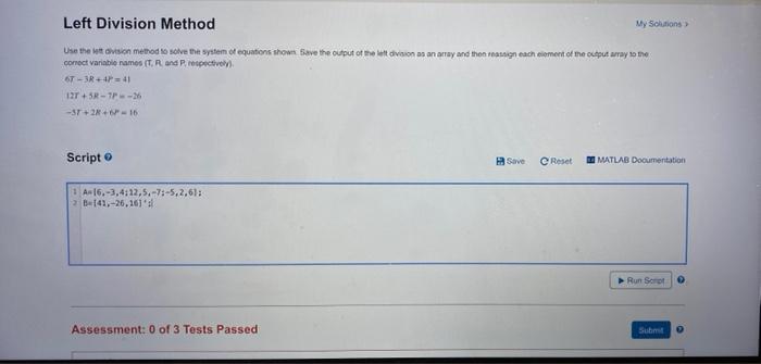 Solved Left Division Method My Schutions Use the vision | Chegg.com