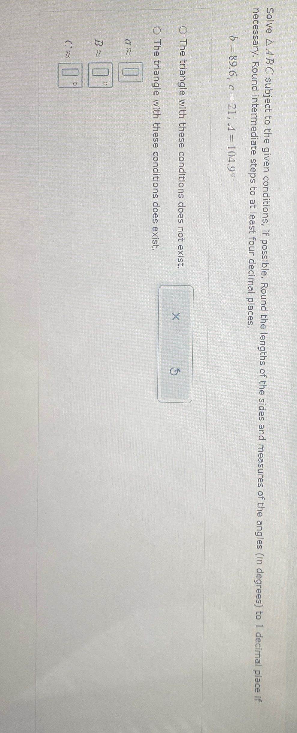 Solved Solve Abc ﻿subject To The Given Conditions If