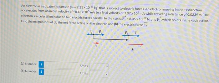 Solved An electron is a subatomic particle (m=9.11×10−31 kg) | Chegg.com