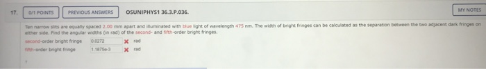 Solved 0,1 POINTS | PREVIOUS ANSWERS OSUNIPHYS136.3.P.036. | Chegg.com Solved 0,1 POINTS | PREVIOUS ANSWERS OSUNIPHYS136.3.P.036. | Chegg.com