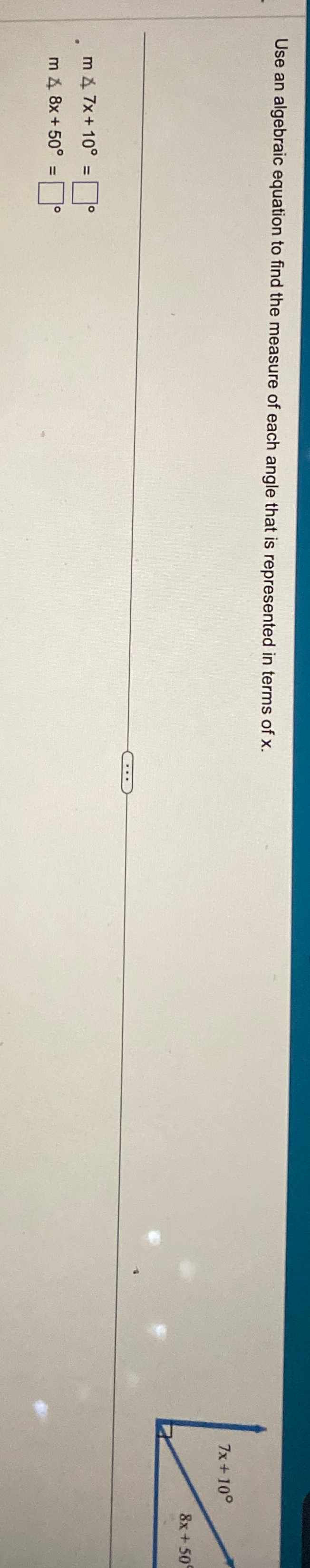 Solved Use an algebraic equation to find the measure of each | Chegg.com