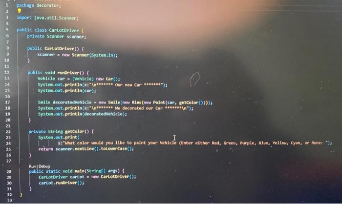 You will be implementing the Decorator Design Pattern | Chegg.com