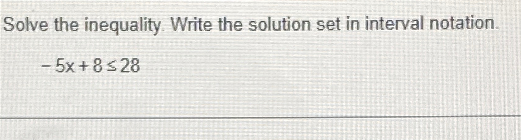 Solved Solve the inequality. Write the solution set in | Chegg.com