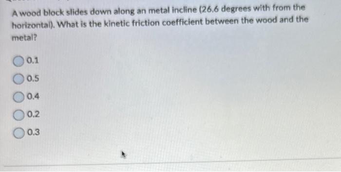 Solved A wood block slides down along an metal incline ( | Chegg.com