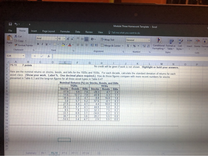 Solved Module Three Homework Template - Excel Data Review | Chegg.com