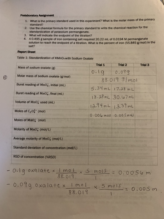 Solved Trial 1 Prelaboratory Assignment 1. What is the | Chegg.com