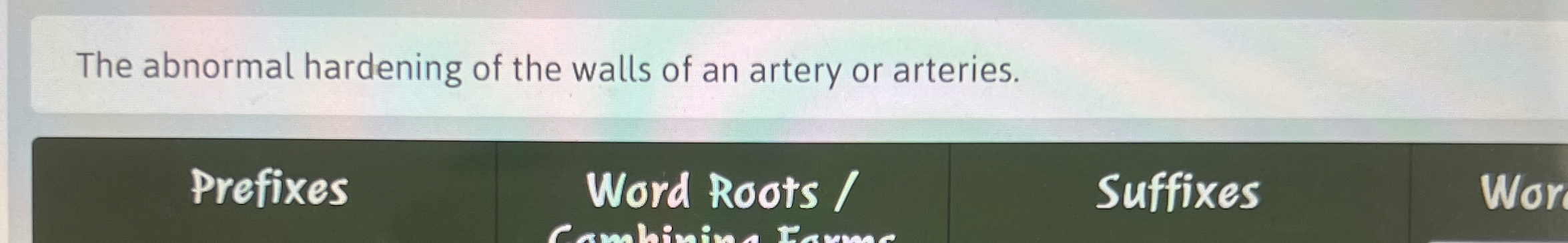 Solved The abnormal hardening of the walls of an artery or | Chegg.com