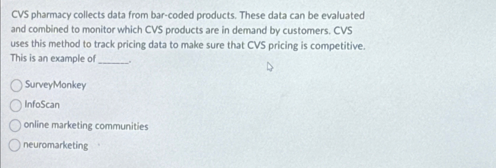 Solved CVS pharmacy collects data from bar-coded products. | Chegg.com