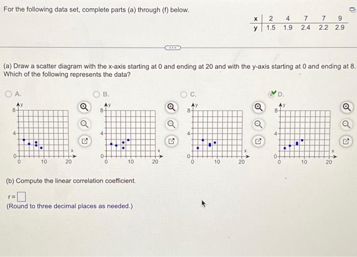 Solved For the following data set, complete parts (a) | Chegg.com