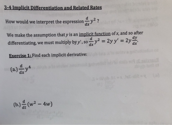 Solved 3-4 Implicit Differentiation and Related Rates How | Chegg.com
