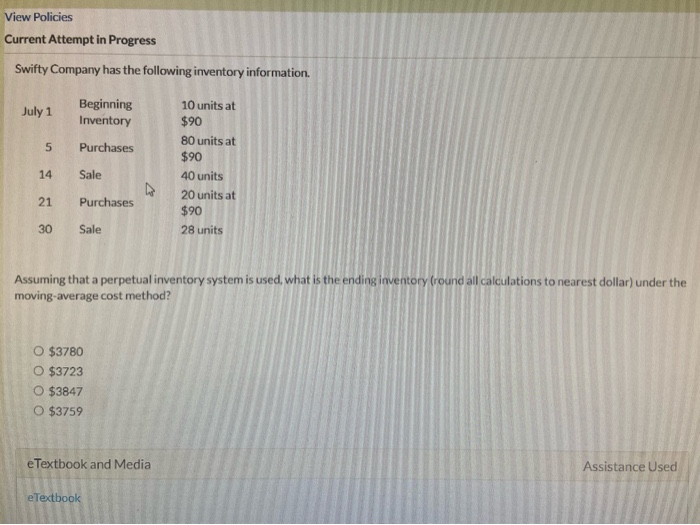 Solved View Policies Current Attempt in Progress Swifty | Chegg.com