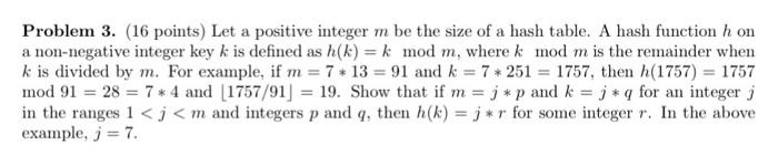 Solved Problem 3. (16 points) Let a positive integer m be | Chegg.com