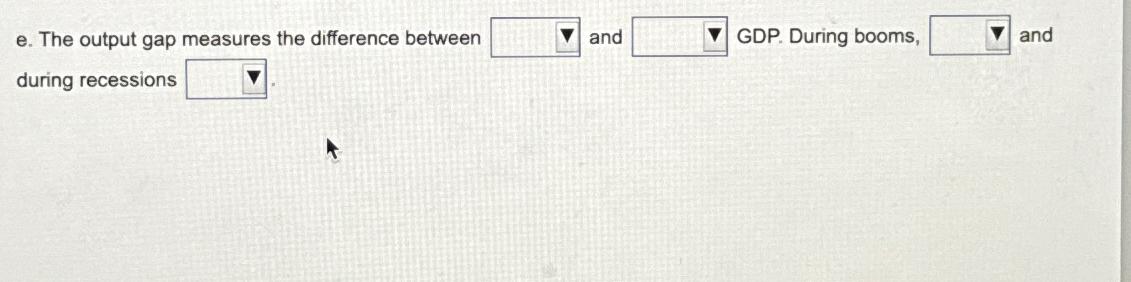 Solved e. ﻿The output gap measures the difference between | Chegg.com