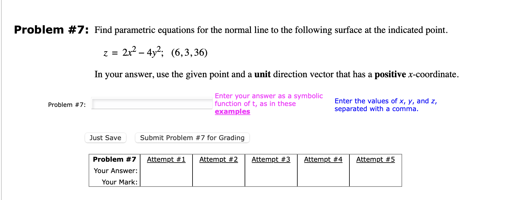 Solved Problem #7: Find parametric equations for the normal | Chegg.com