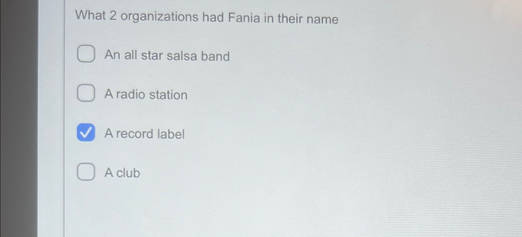 Solved What 2 ﻿organizations had Fania in their nameAn all | Chegg.com
