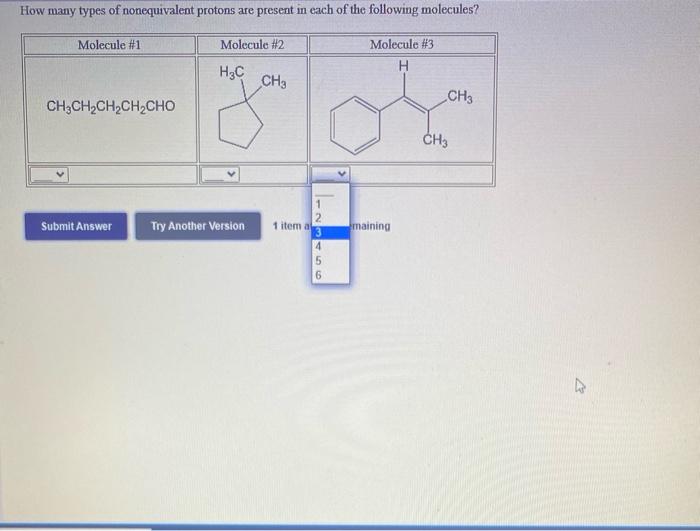 Solved How many types of nonequivalent protons are present | Chegg.com