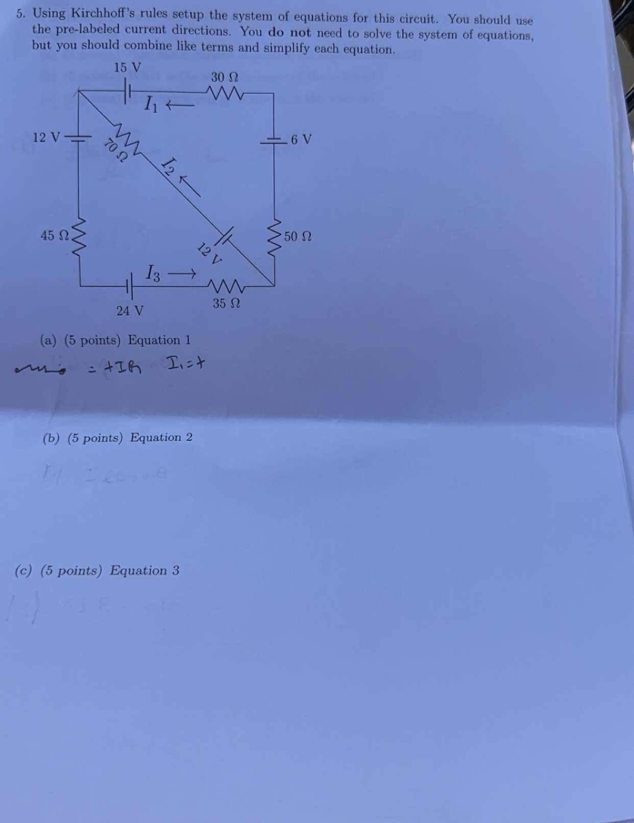 Solved Using Kirchhoff's rules setup the system of equations | Chegg.com