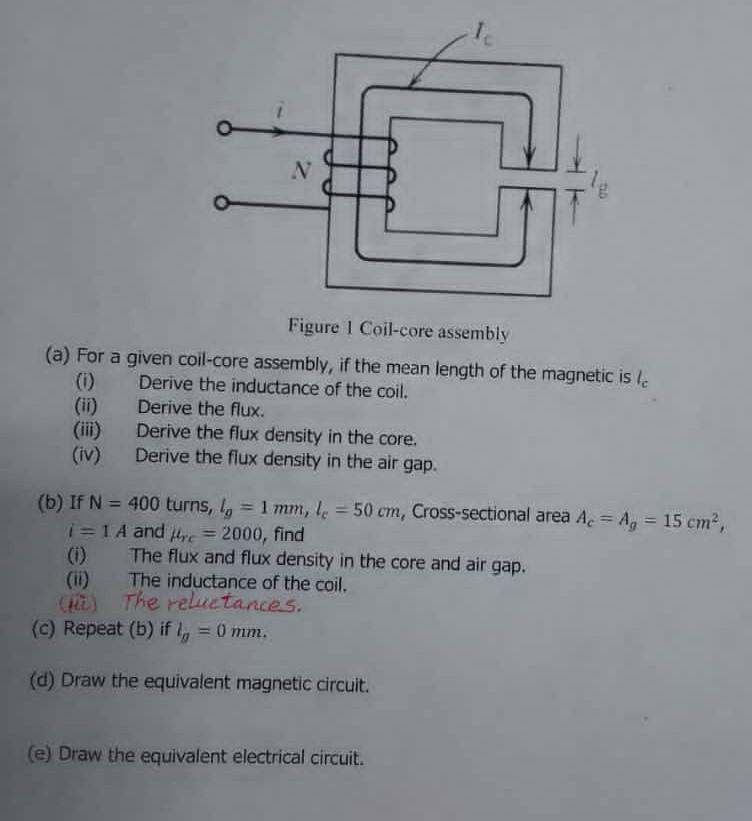 Solved Figure I Coil-core assembly (a) For a given coil-core | Chegg.com