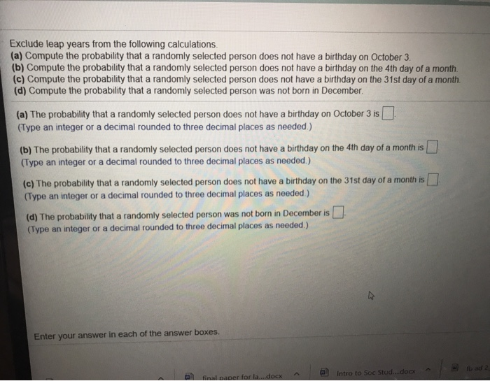 Solved Exclude leap years from the following calculations. | Chegg.com