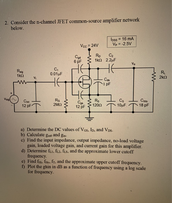 Solved 2. Consider the n-channel JFET common-source | Chegg.com
