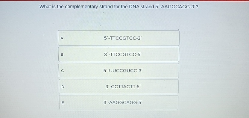 Solved What is the complementary strand for the DNA strand | Chegg.com