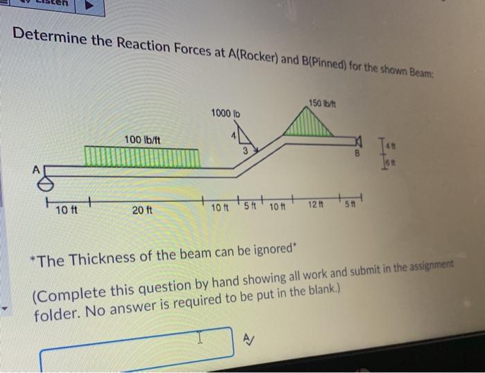Solved Determine the Reaction Forces at A(Rocker) and | Chegg.com