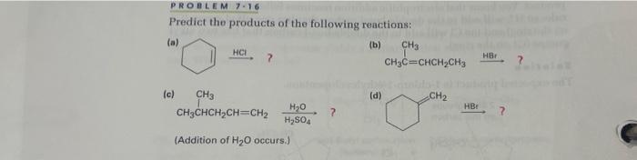 Solved Predict the products of the following reactions: (a) | Chegg.com