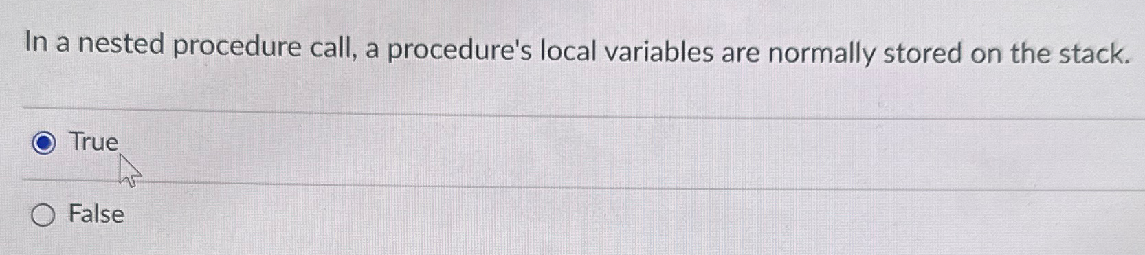 Solved In a nested procedure call, a procedure's local | Chegg.com
