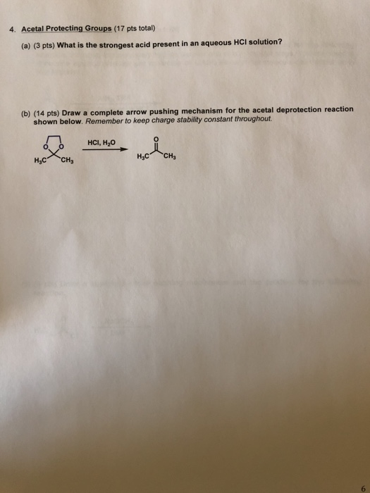 Solved 4. Acetal Protecting Groups (17 pts total) (a) (3 | Chegg.com