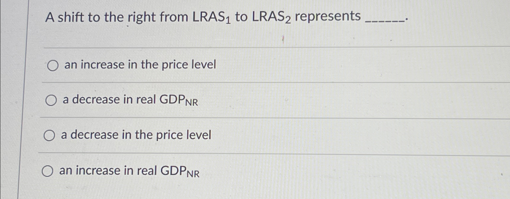 Solved A shift to the right from LRAS ?1 ﻿to LRAS ?2 | Chegg.com