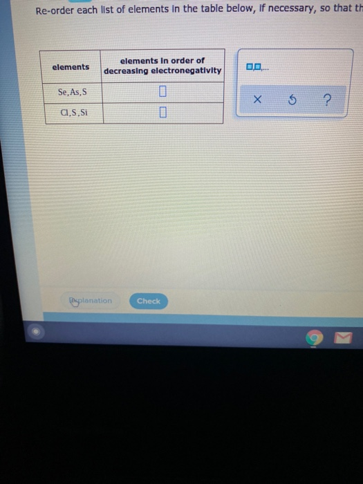 Solved Re-order each list of elements in the table below, if | Chegg.com