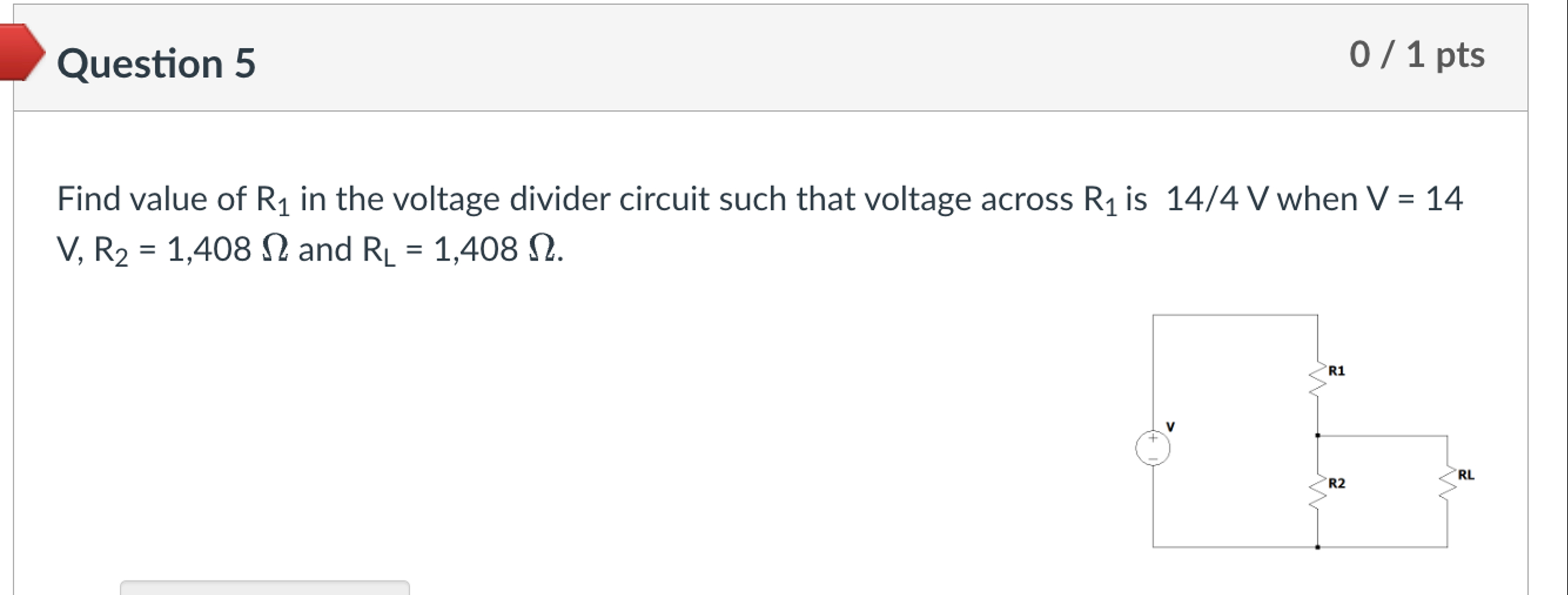 Solved Question 5Find value of R1 ﻿in the voltage divider | Chegg.com