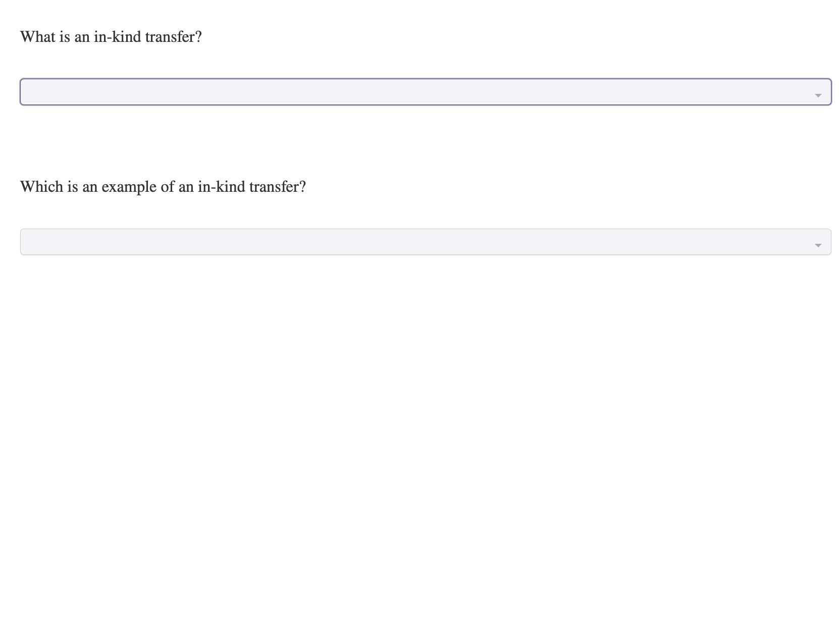 Solved What is an in-kind transfer?Which is an example of an | Chegg.com