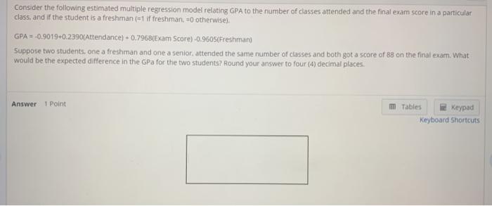 Solved Consider the following estimated multiple regression | Chegg.com