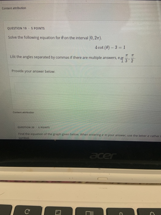 Solved Content attribution QUESTION 19 - 5 POINTS Solve the | Chegg.com