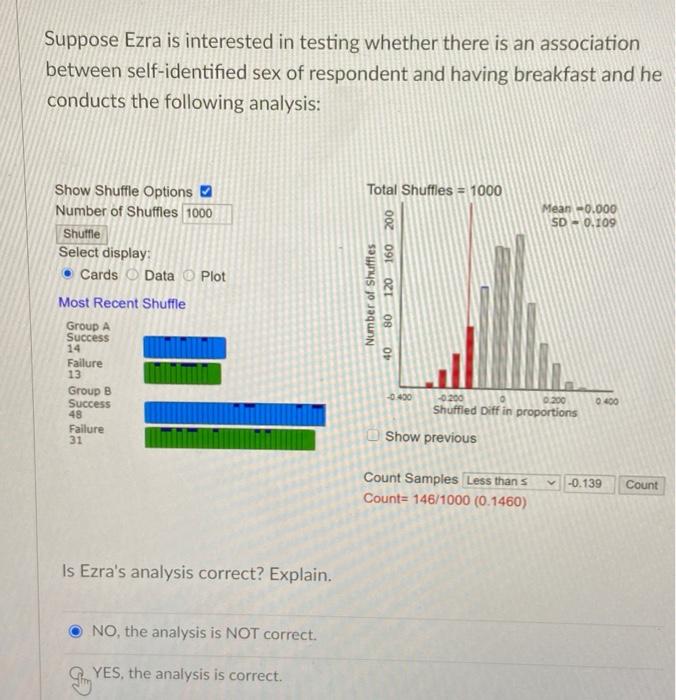 Solved Suppose Ezra is interested in testing whether there | Chegg.com